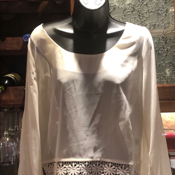 Double Zero | Tops | Off White Lace Cold Shoulder Blouse Brand New ...